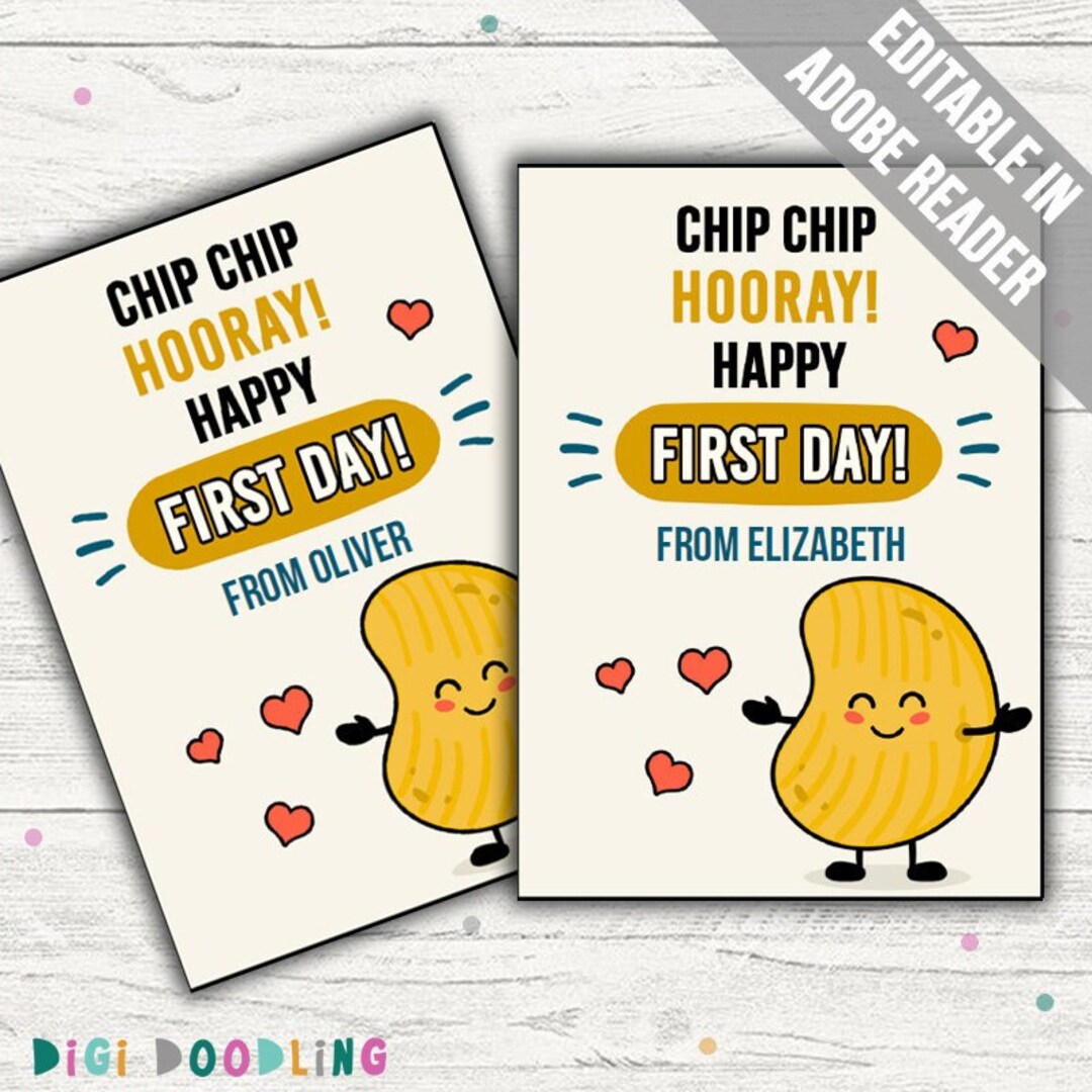 First Day of School Chip Gift Tag Template (printable PDF) - Etsy