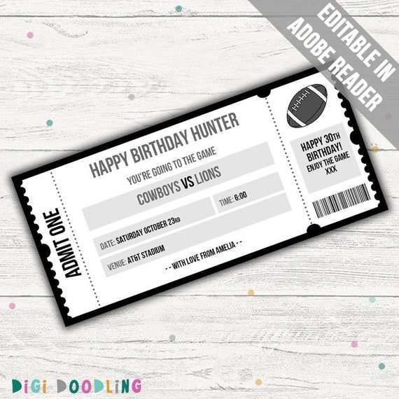Nfl Football Ticket Template