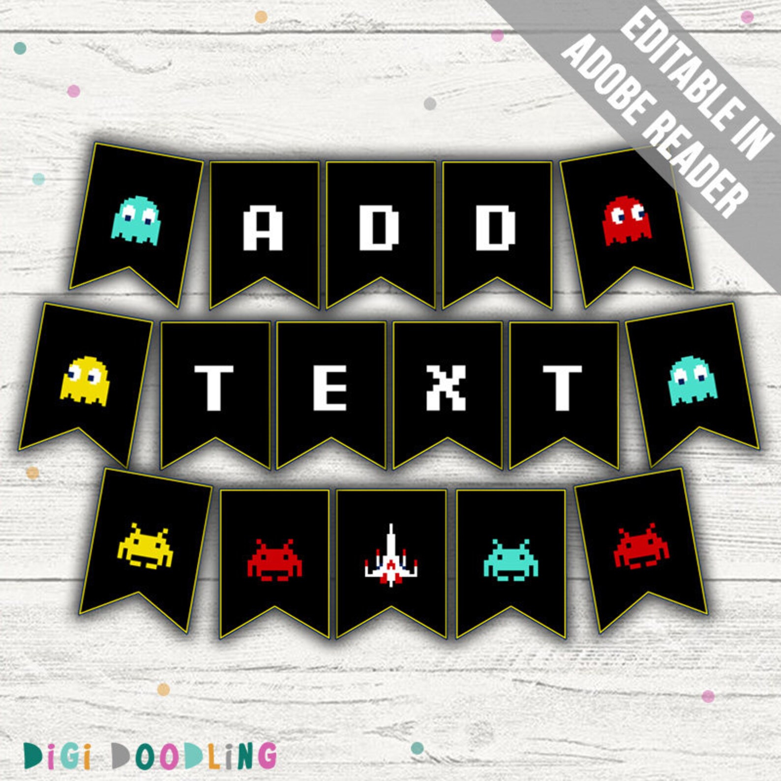 Arcade Party Decorations: Retro Banner. Editable. Printable. - Etsy