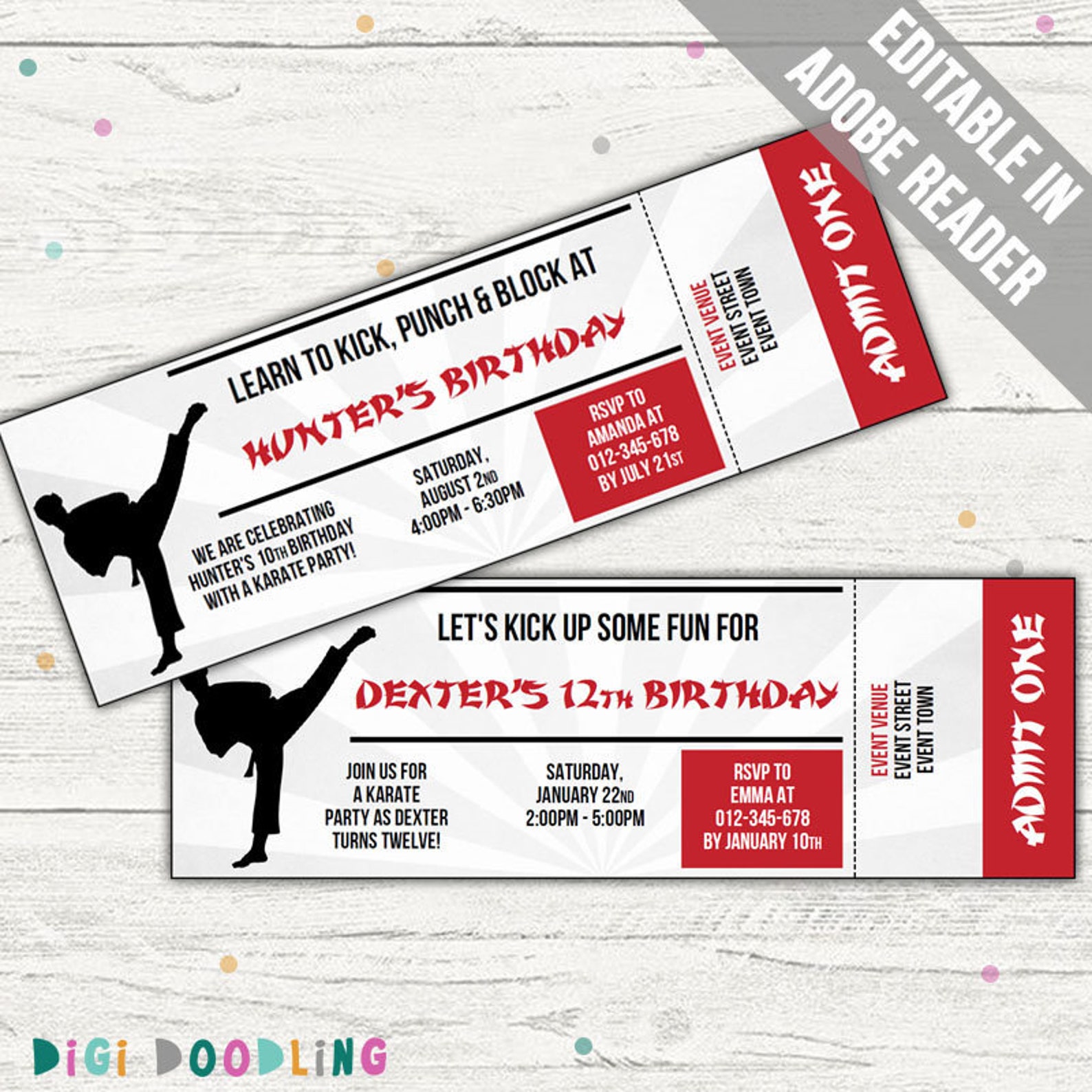 Karate Invitation. Karate Birthday Invitation. Taekwondo Invitation ...