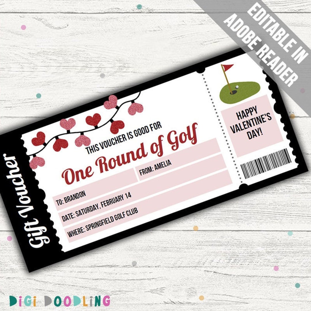 Valentines Golf Gift Voucher (printable). Surprise Golfing Gift Voucher ...