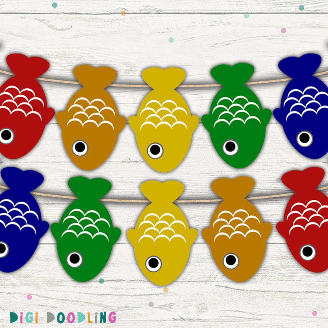 Printable Fish Garland. Fish Banner. Fishing Party Banner. | Etsy