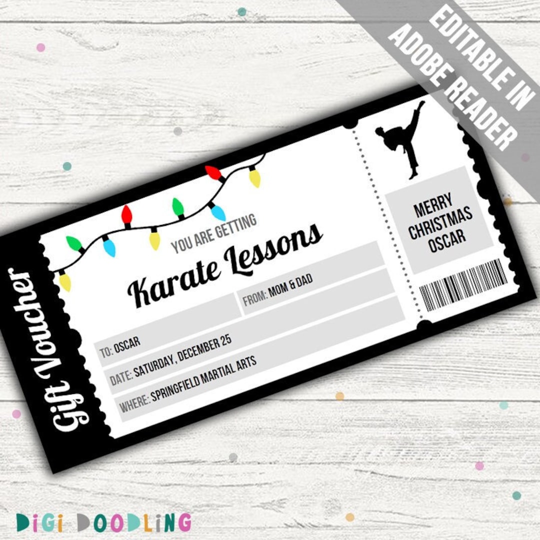 Christmas Karate Lessons Voucher Template (editable PDF) - Etsy