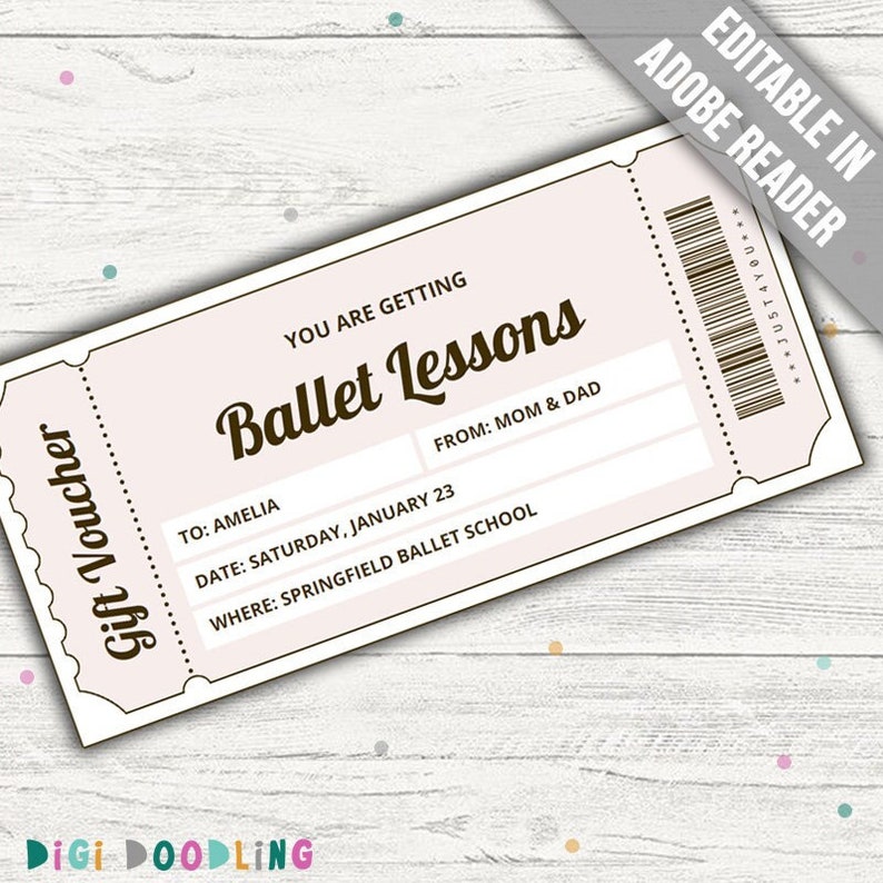 Printable Ballet Lessons Gift Voucher Template (editable PDF) - Etsy