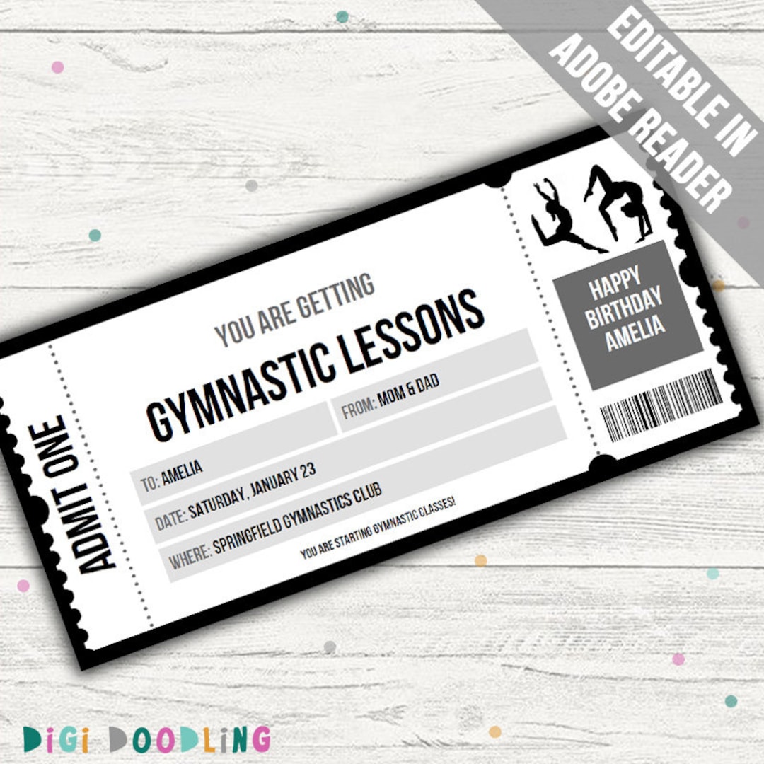 Printable Gymnastics Lessons Gift Voucher. Gymnastics Classes Gift ...