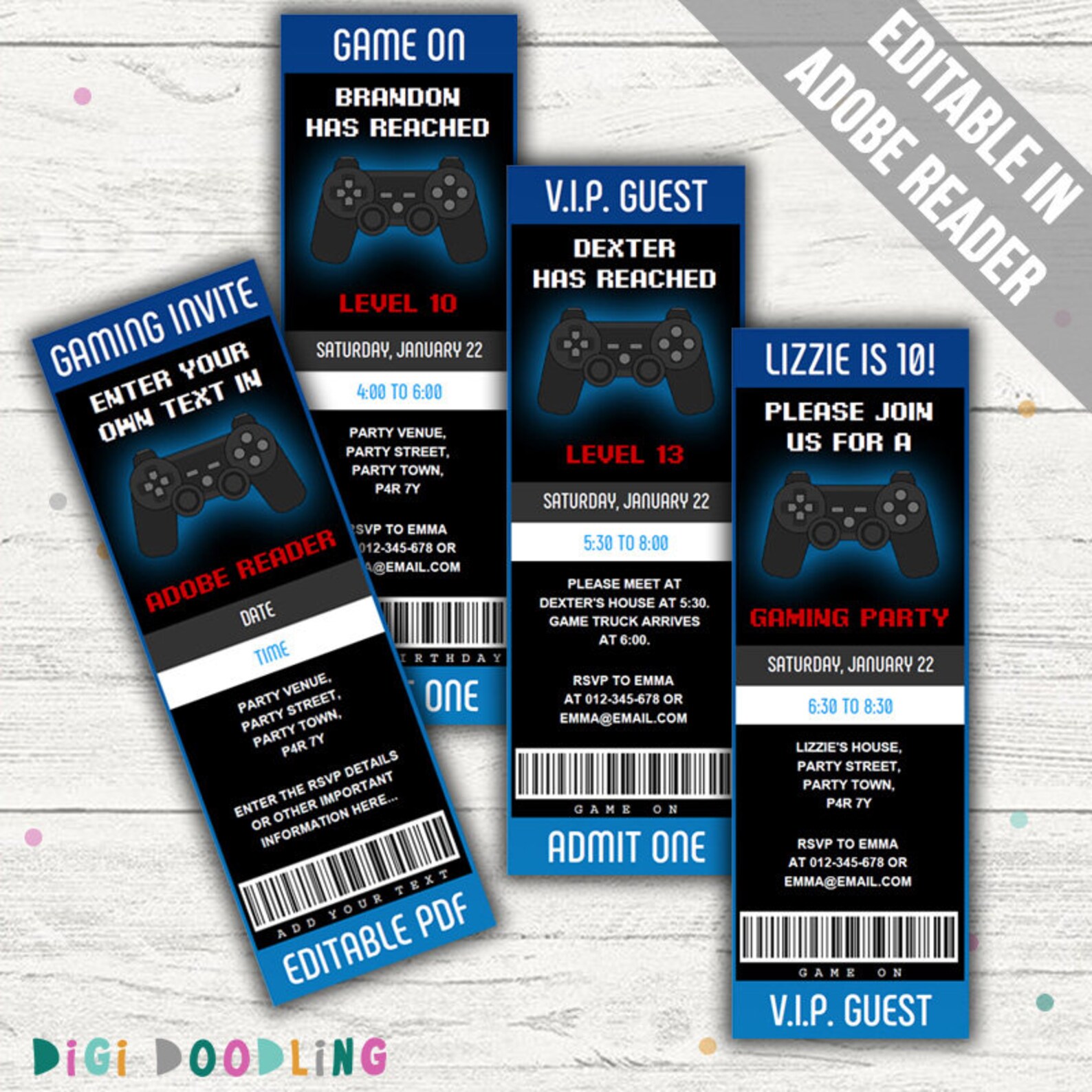 Video Game Ticket Invitation gamer Party Invitation. | Etsy