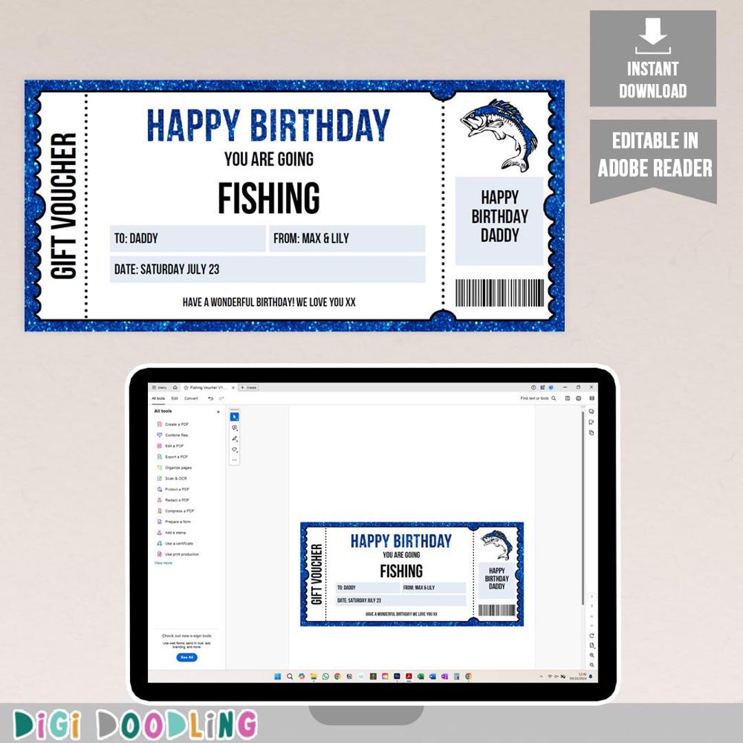 Surprise Fishing Trip Voucher Template. Printable Birthday Fishing Trip ...