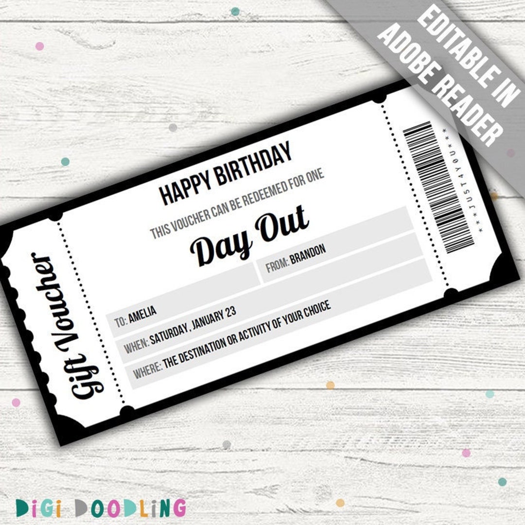 Birthday Day Out Voucher Template. Printable Day Out Ticket Template ...