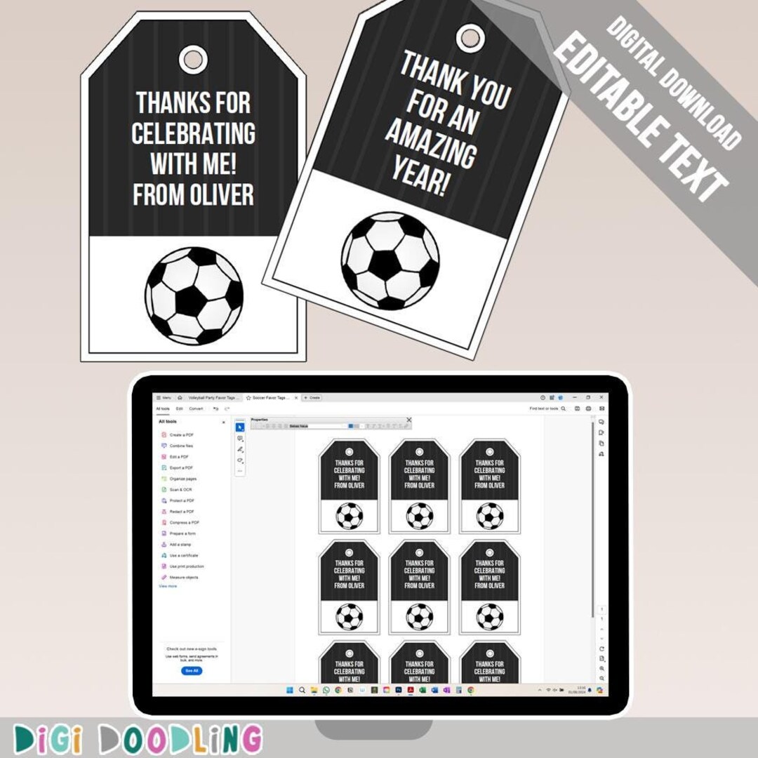 Printable Soccer Favor Tags (black). Soccer Thank You Tags. Football ...
