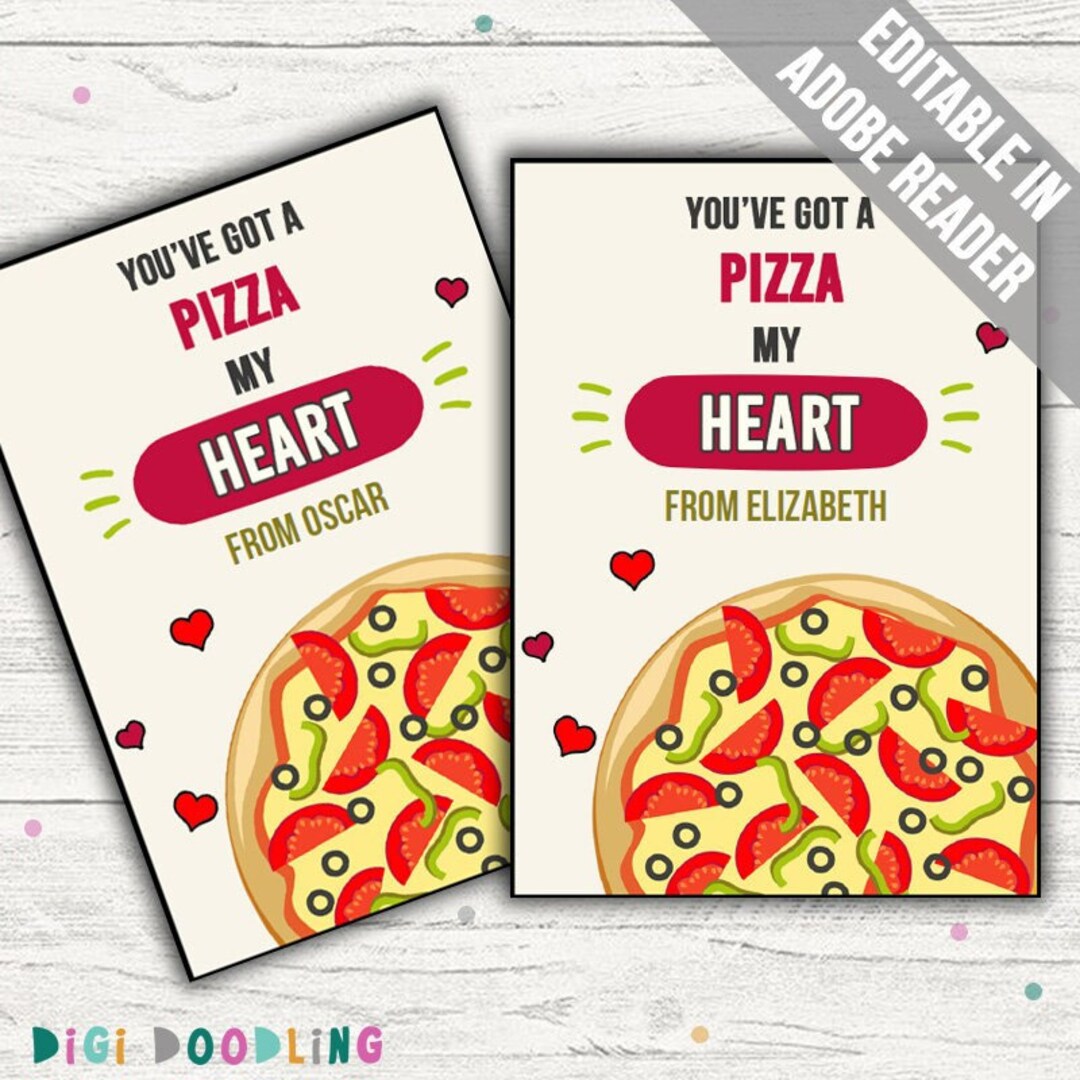 Pizza Valentines Card for Class. Pizza Valentine Tag. Pizza Valentine ...