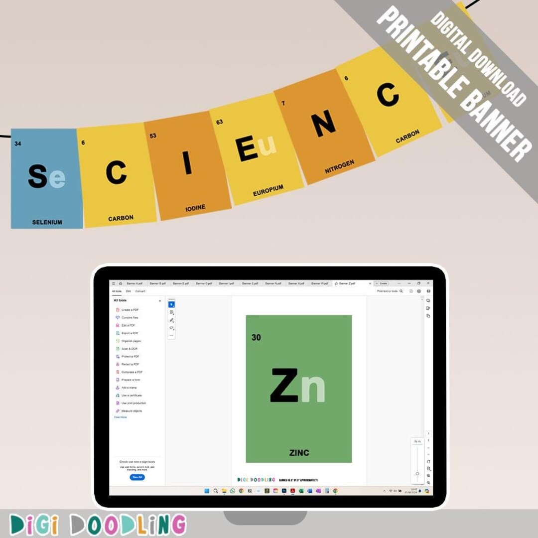 Printable Periodic Table Banner, Science Party Decorations (digital ...