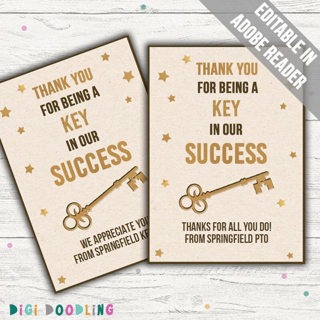 Printable Staff Appreciation Key Tag Template (editable PDF) - Etsy