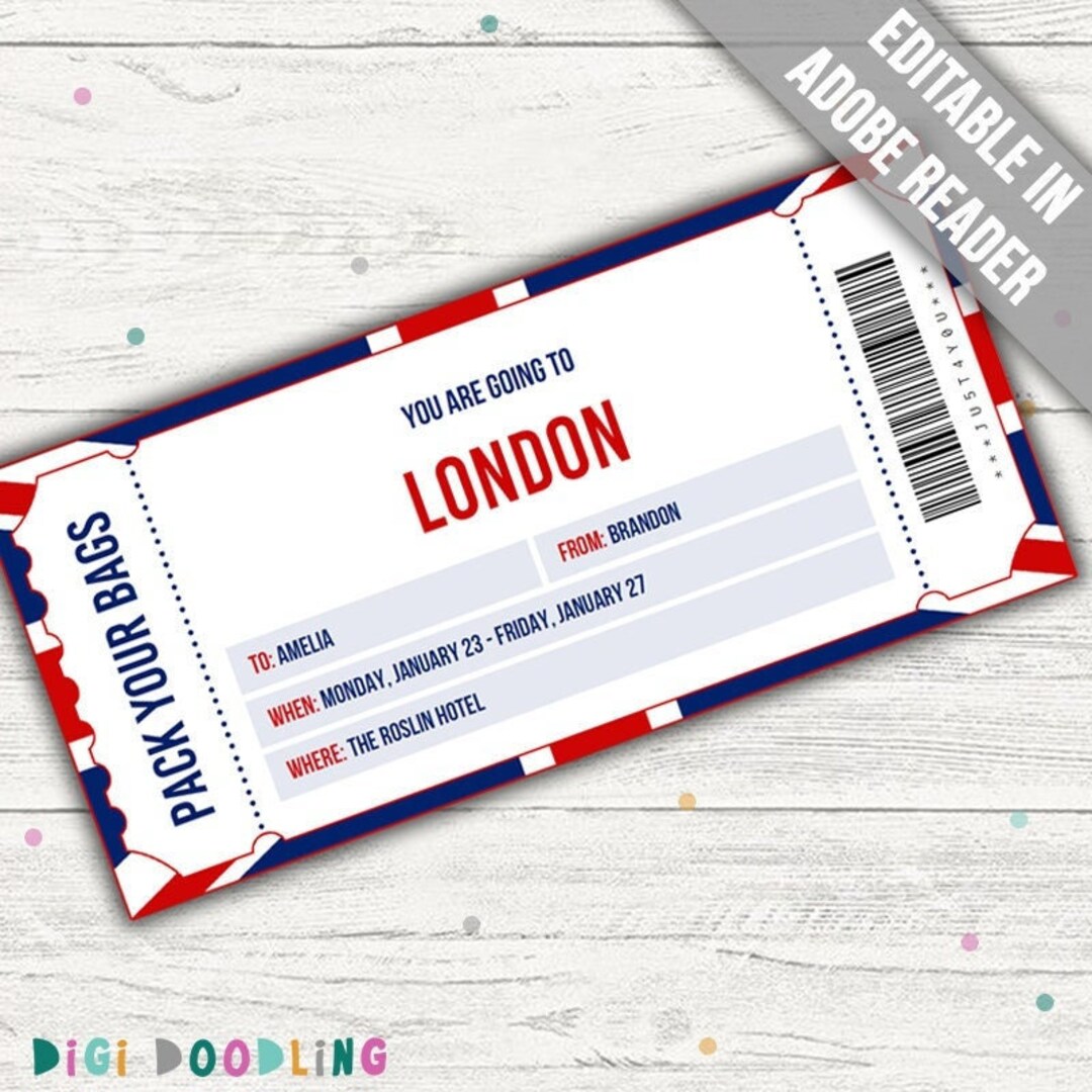 Surprise Trip London Ticket Template. Printable London Boarding Pass ...