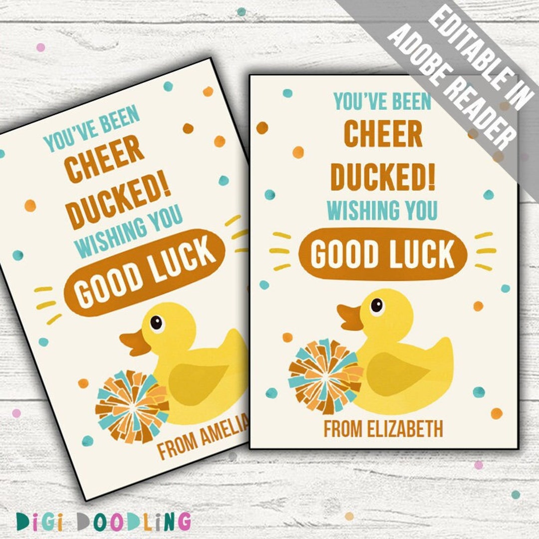 Cheer Duck Tags Template. Printable Cheer Ducked Tags. Cheer Good Luck ...