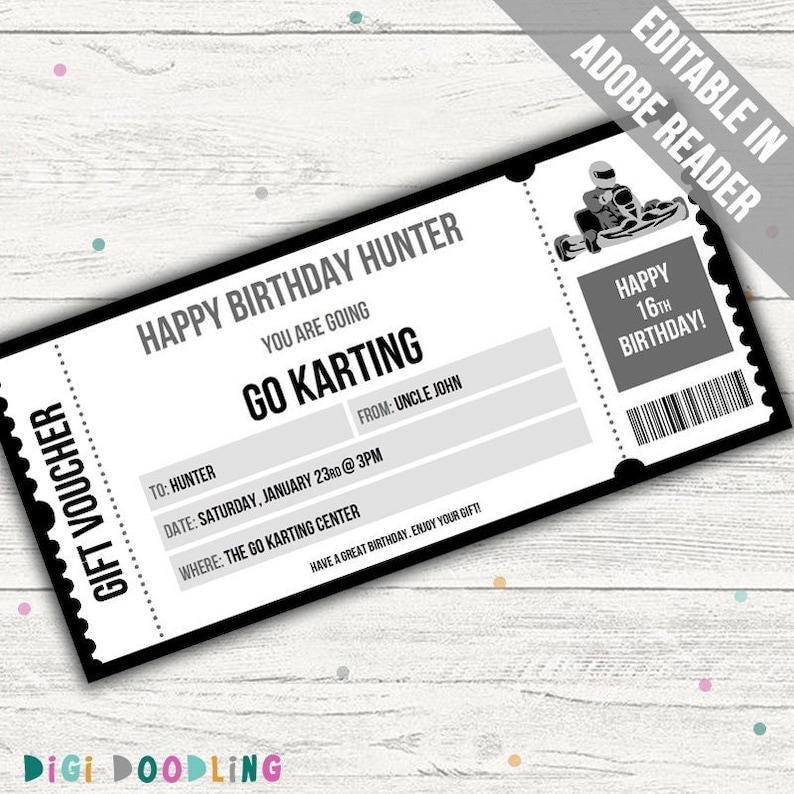 Go Karting Gift Voucher Template. Go Karting Gift Experience - Etsy