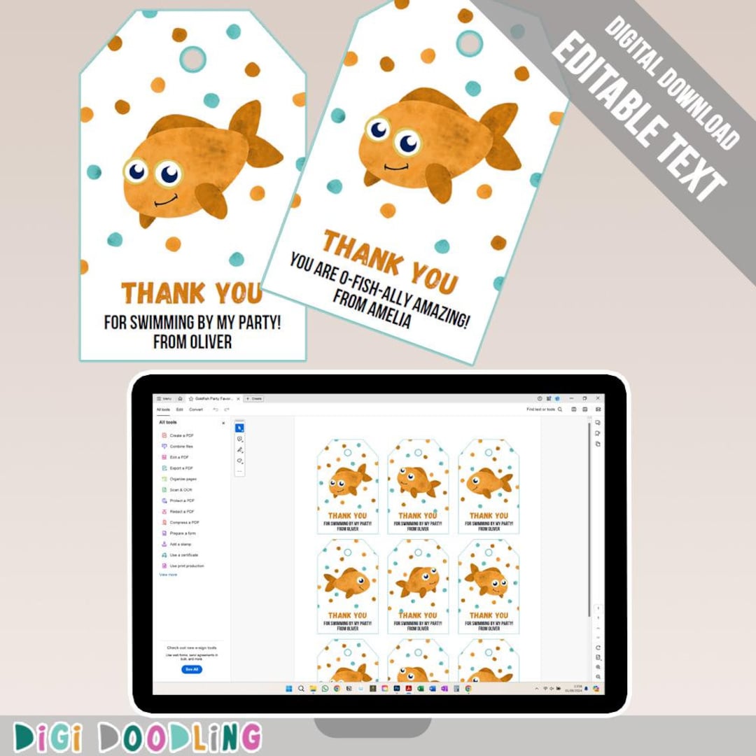 Printable Goldfish Favor Tags. Goldfish Party Favor Tags. Goldfish ...