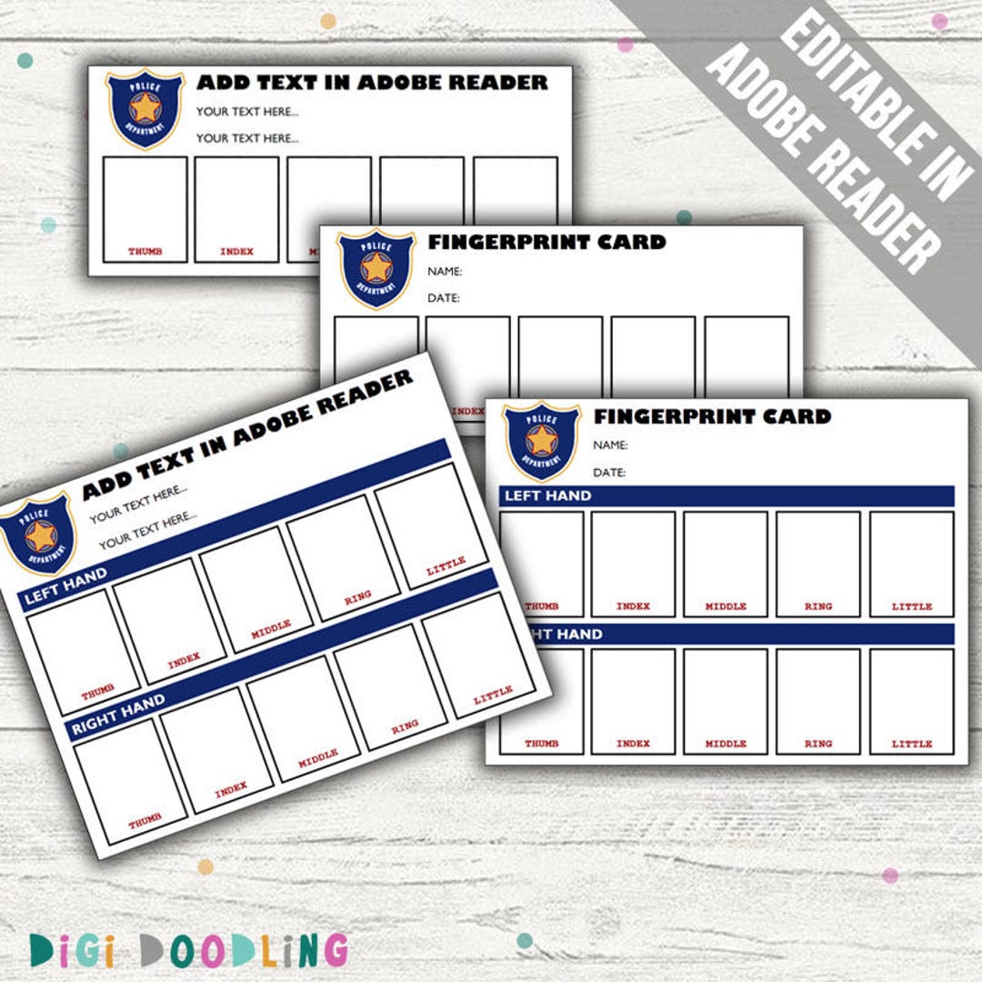 Police Party Games: Police Fingerprint Card. Editable PDF. Instant ...