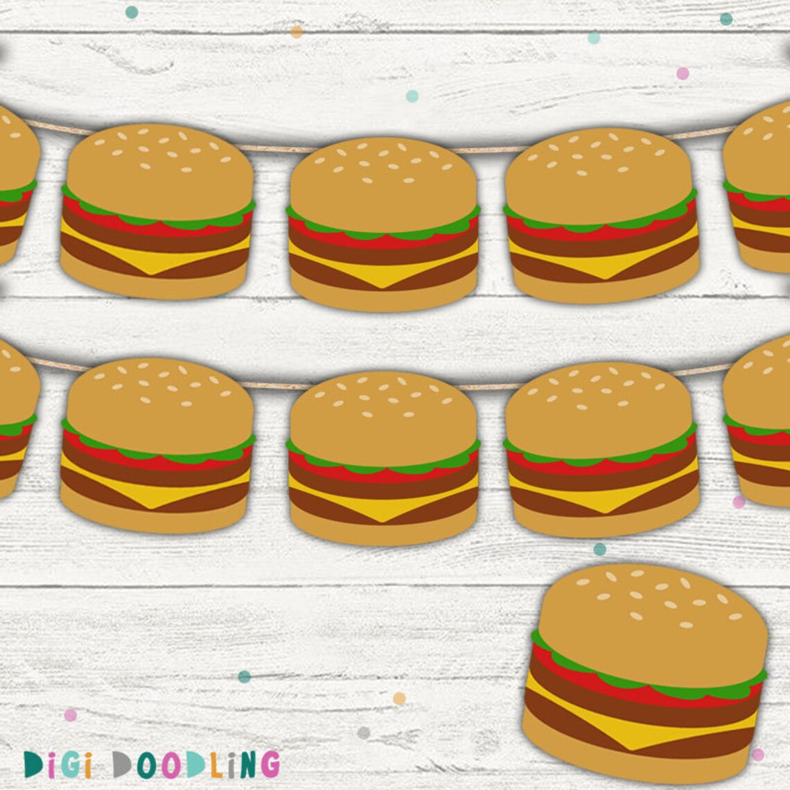 Printable Burger Banner: BBQ Party Garland (digital Download) - Etsy