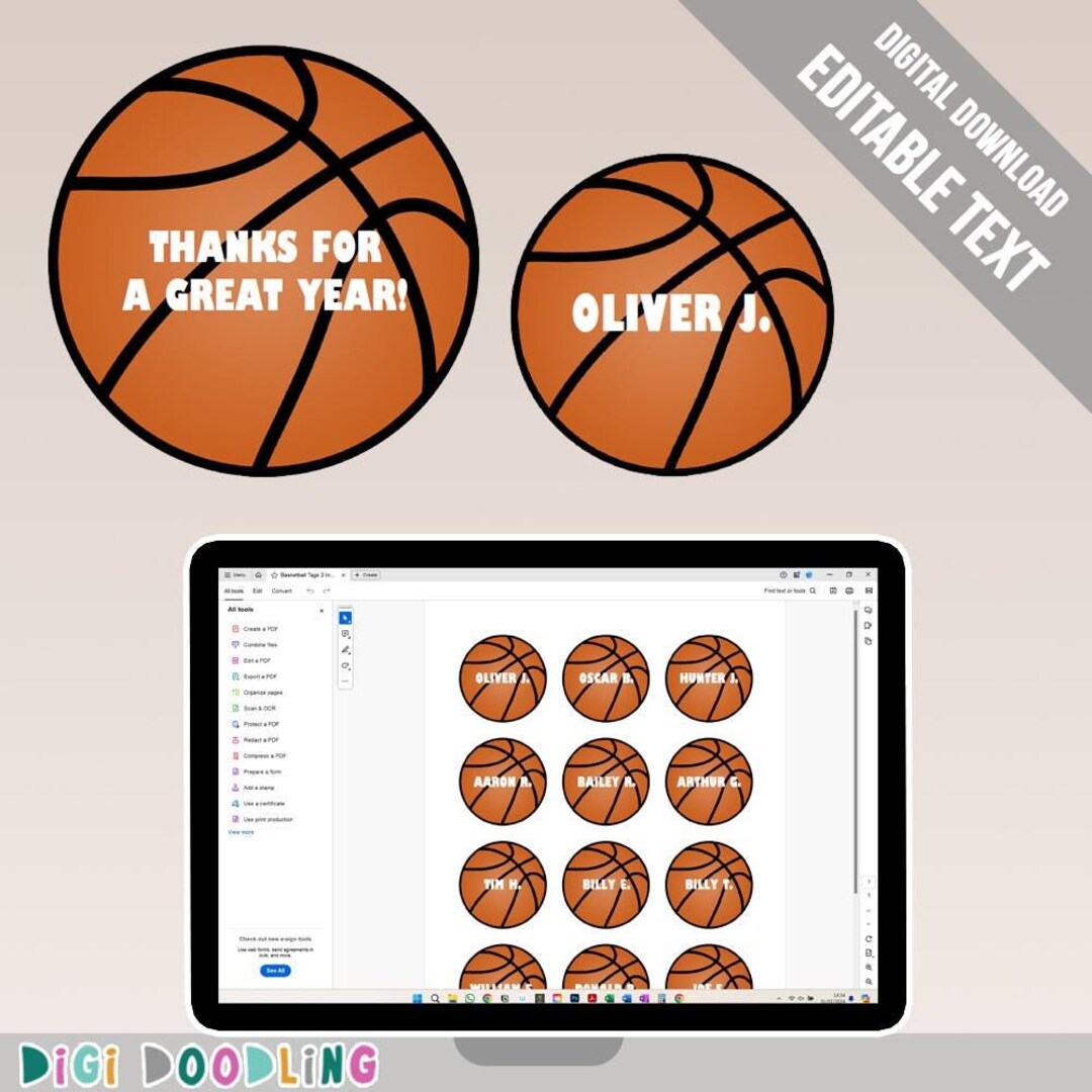 Printable Basketball Tags Template (2 Inch, 4 Inch). Basketball Favor ...