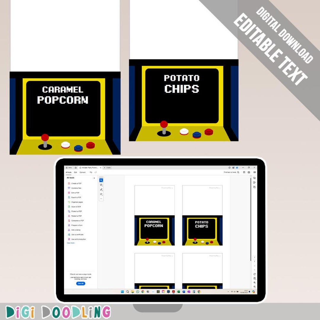 Printable Arcade Party Food Labels Template. Arcade Party Food Tents ...