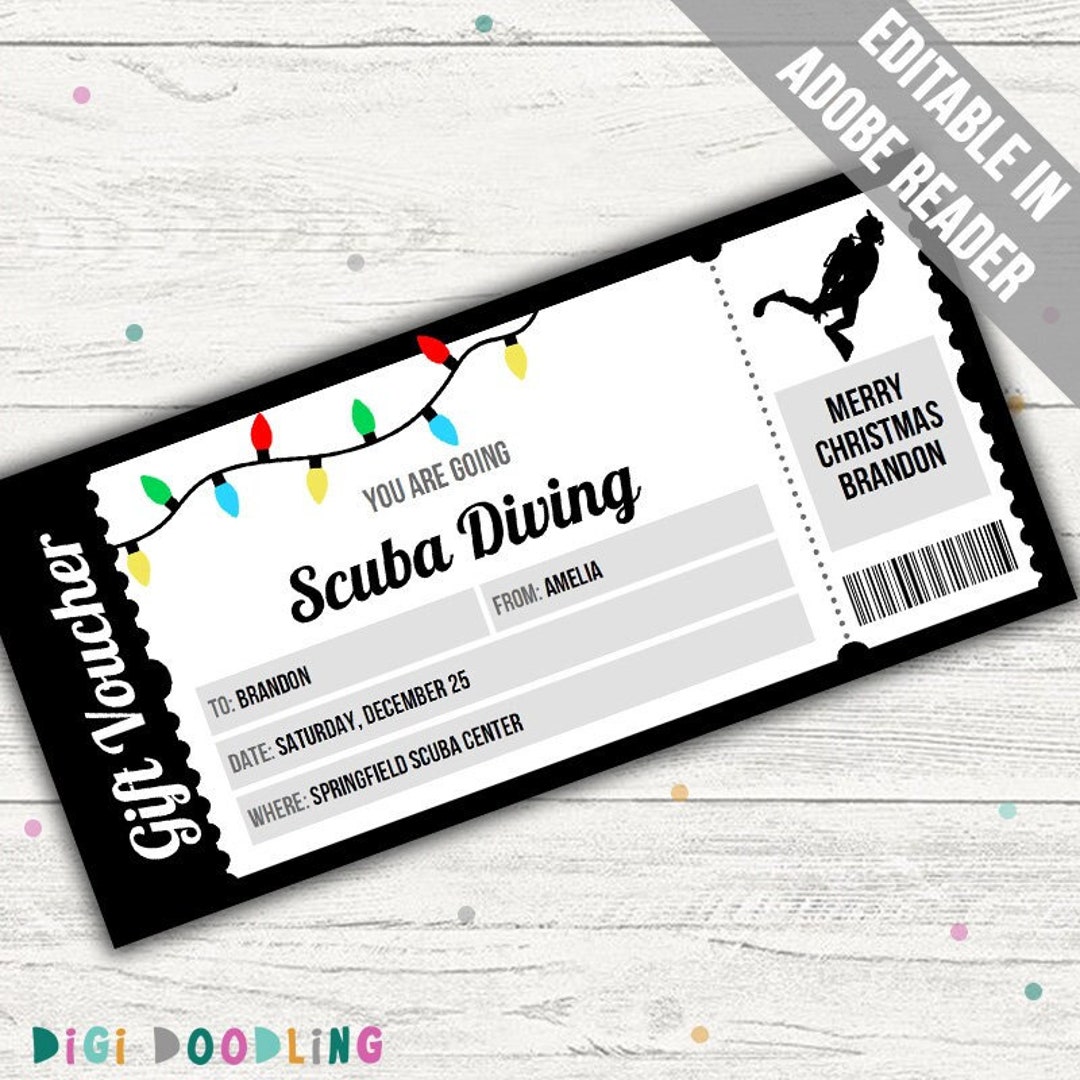 Christmas Scuba Diving Gift Ticket Template. Scuba Diving Gift ...