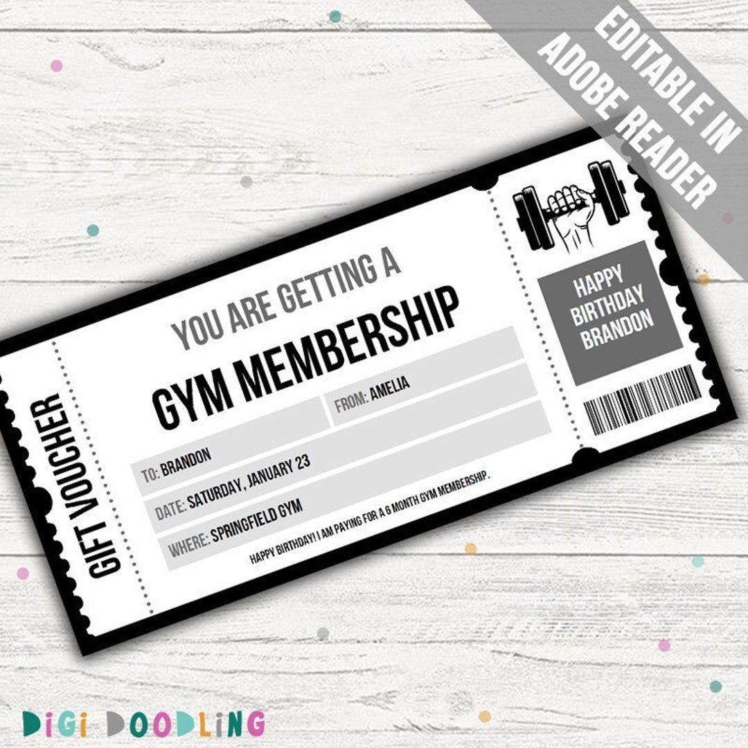 Gym Membership Gift Voucher Template. Gym Membership Gift Coupon. Gym ...
