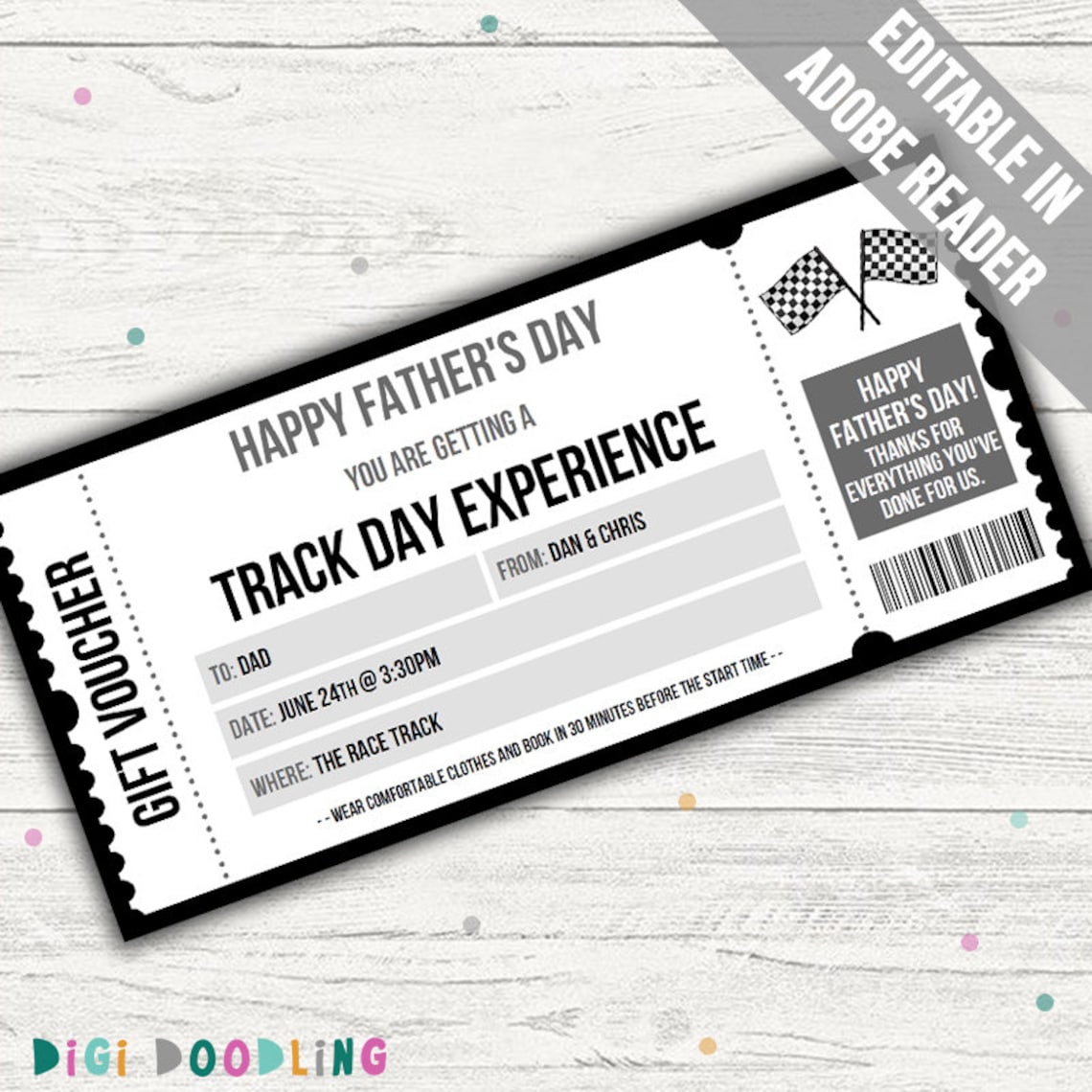 Racing Ticket Template. Track Experience Day Ticket. Driving - Etsy