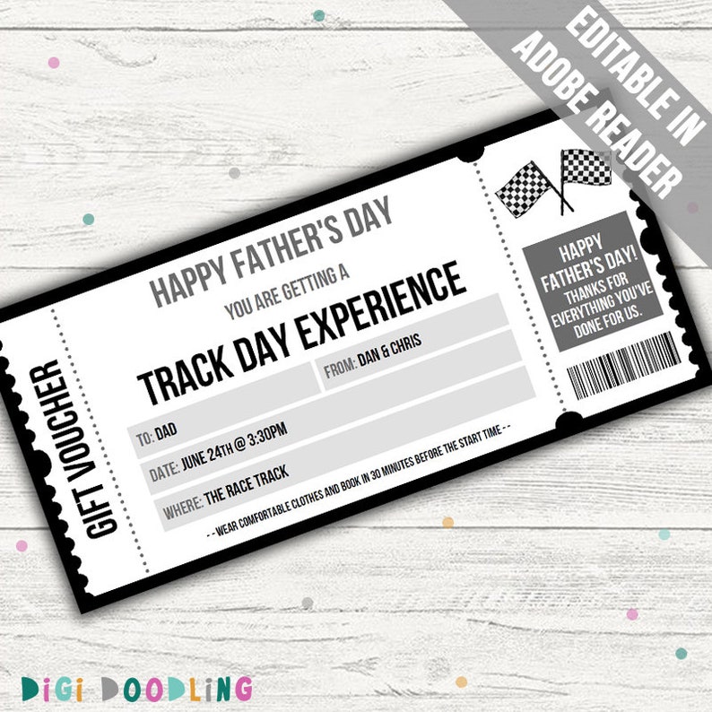Racing Ticket Template. Track Experience Day Ticket. Driving - Etsy