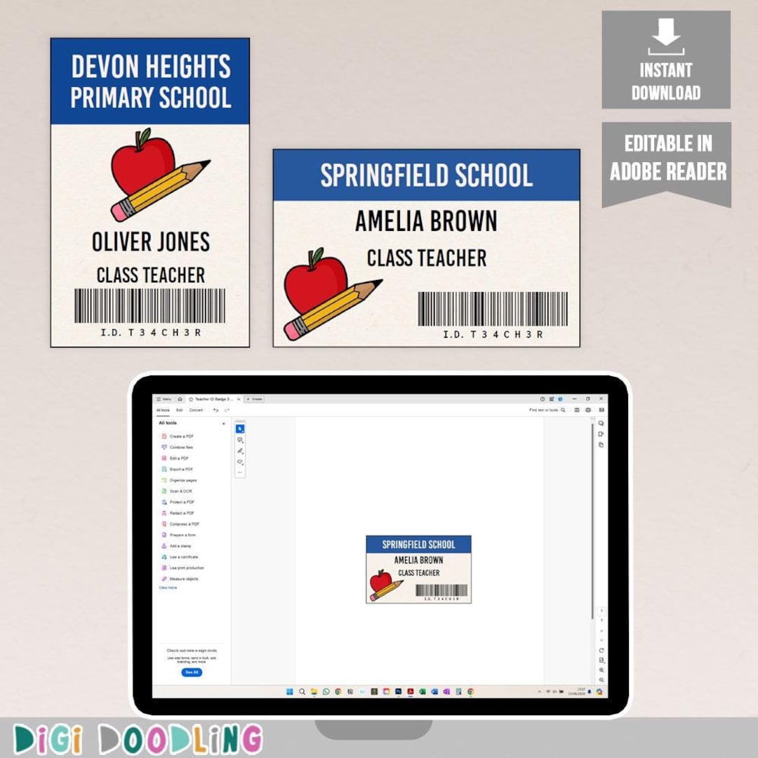 Teacher Pretend Play Printables. BLUE. Teacher Costume ID Badge ...