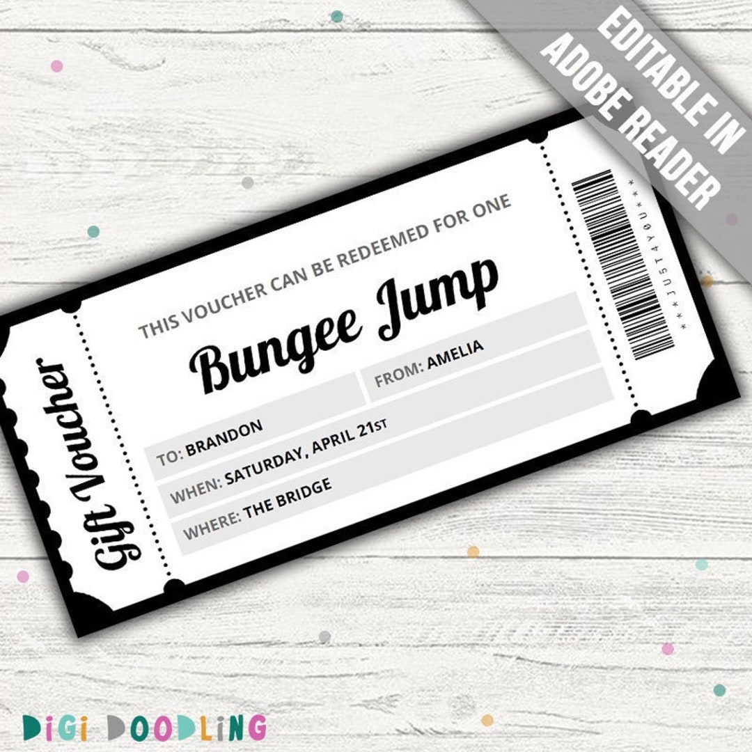 Bungee Jumping Gift Voucher Template: Surprise Reveal (editable PDF) - Etsy