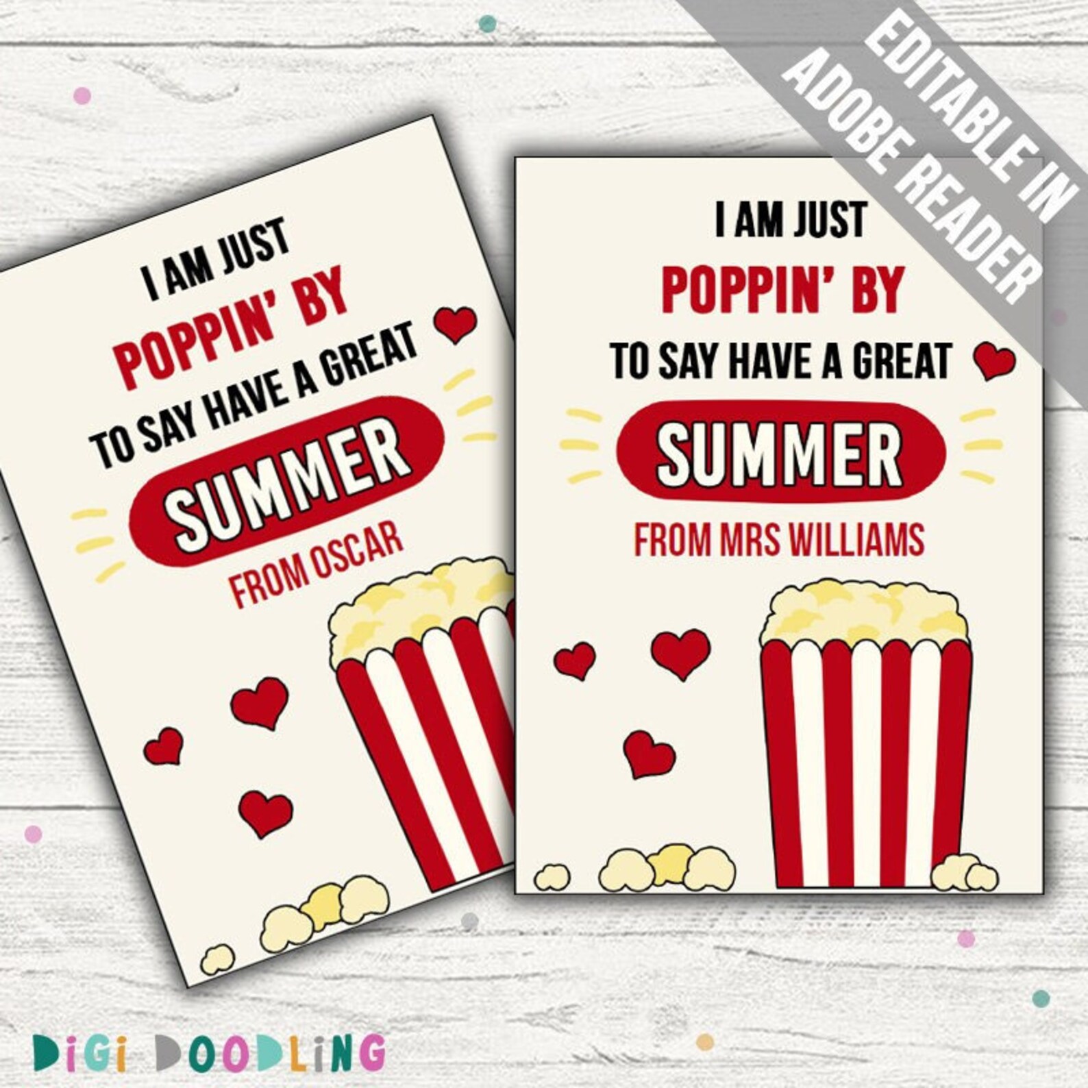Popcorn Summer Tags Template. Popping Good Summer Gift Tags. Popping ...