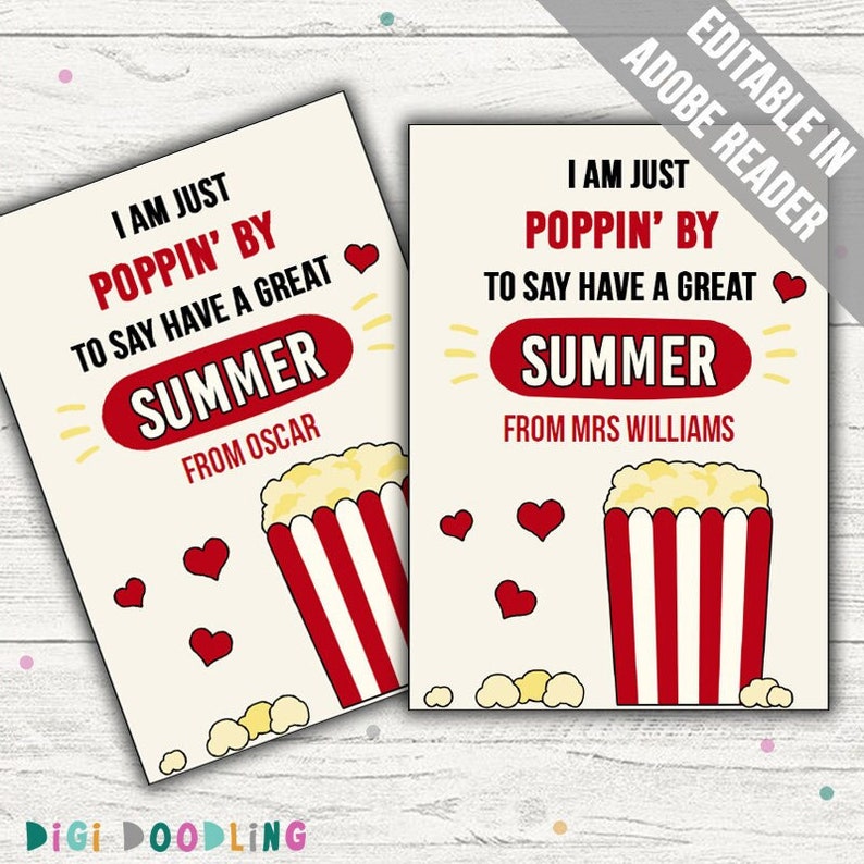 Popcorn Summer Tags Template. Popping Good Summer Gift Tags. Popping ...