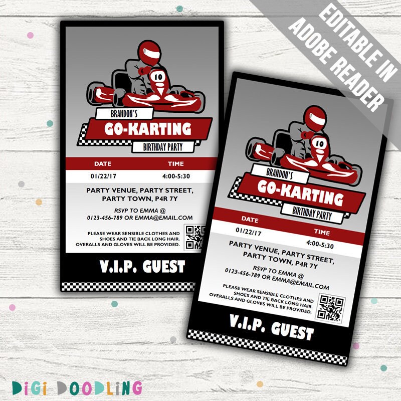 Go Kart Invite Go Kart Party. Editable PDF. Instant | Etsy