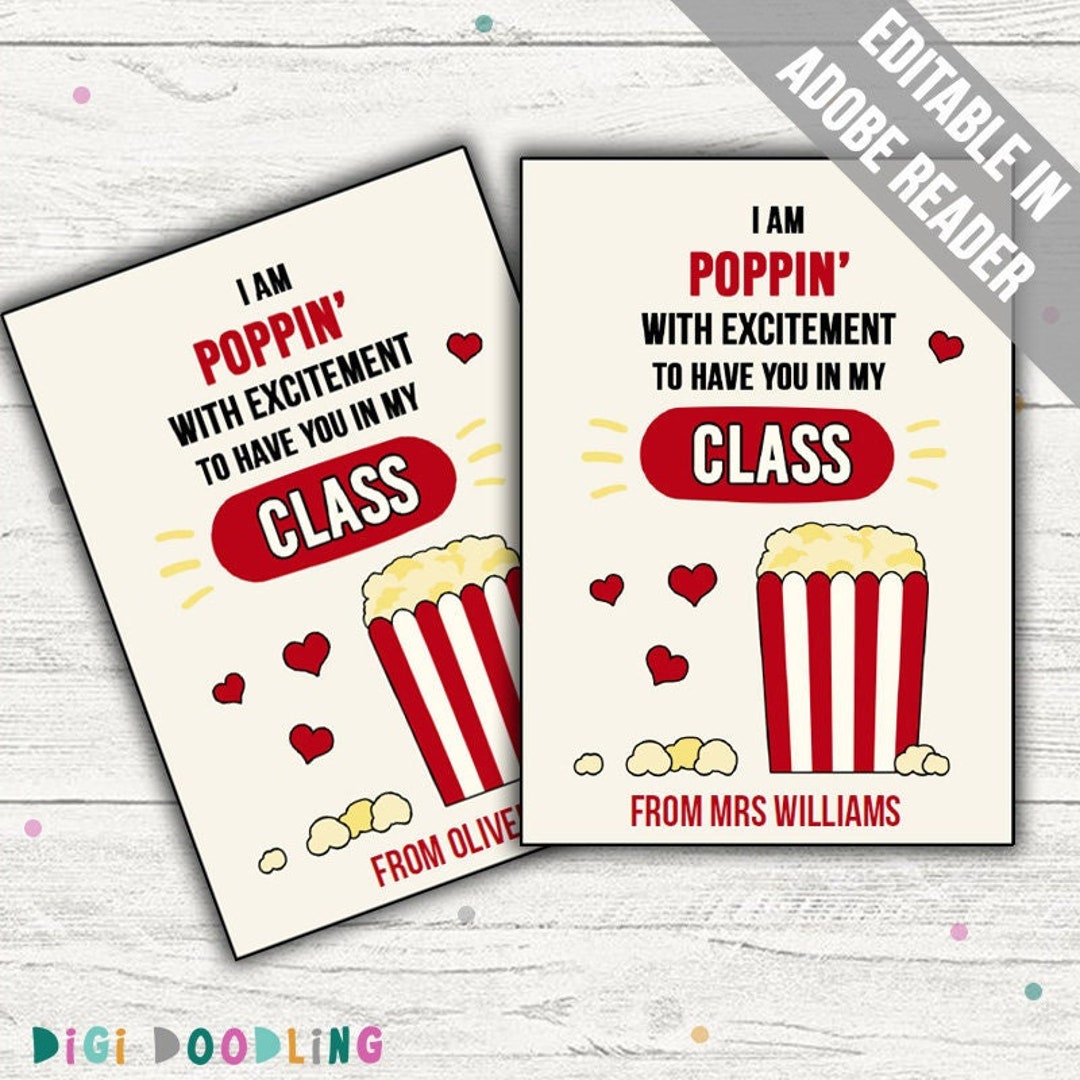 Welcome Back to School Popcorn Gift Tags Printable. First Day of School ...