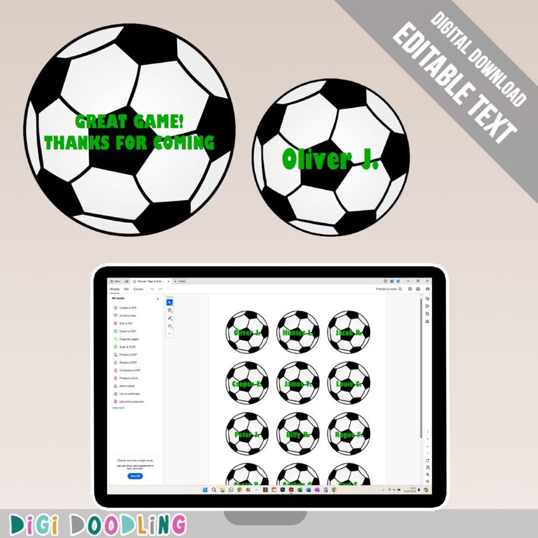 Printable Soccer Tags Template (2 Inch, 4 Inch). Soccer Party Tags ...