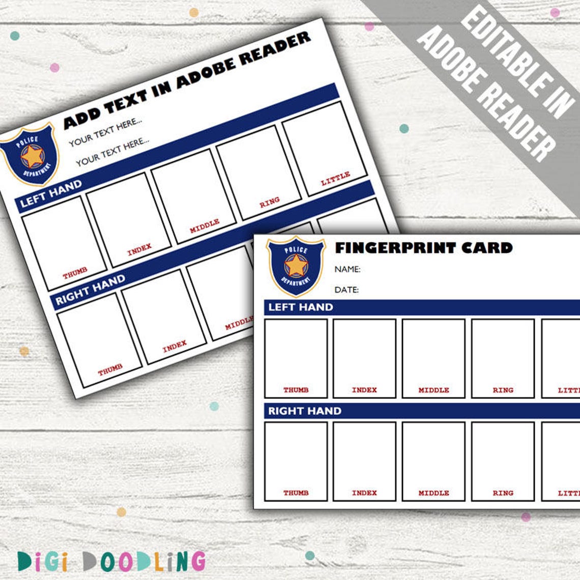 Police Party Games: Police Fingerprint Card. Editable PDF. - Etsy