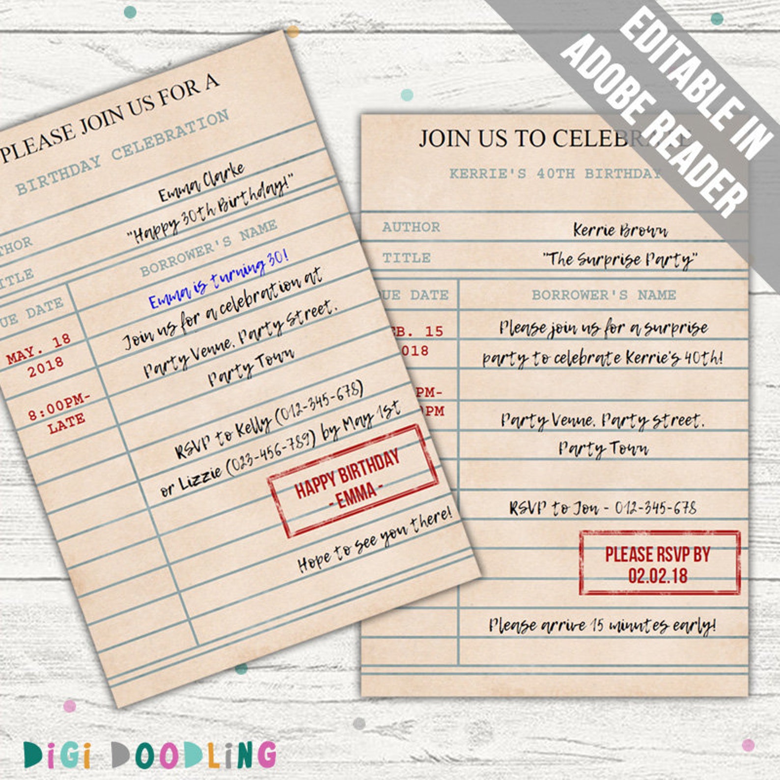 Library Card Invitation baby Shower Wedding Birthday - Etsy