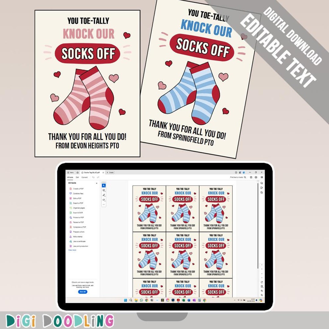 Staff Appreciation Socks Tags Template. Printable Teacher Appreciation ...
