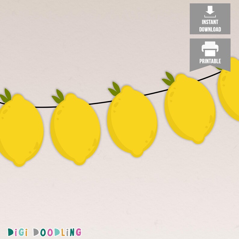Lemon Banner Printable: Summer Party Garland (digital Download) - Etsy