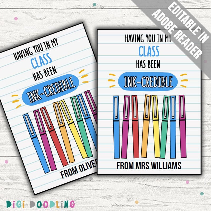 End of Year Pen Gift Tag. Printable End of Year Pen Tag. End of School ...