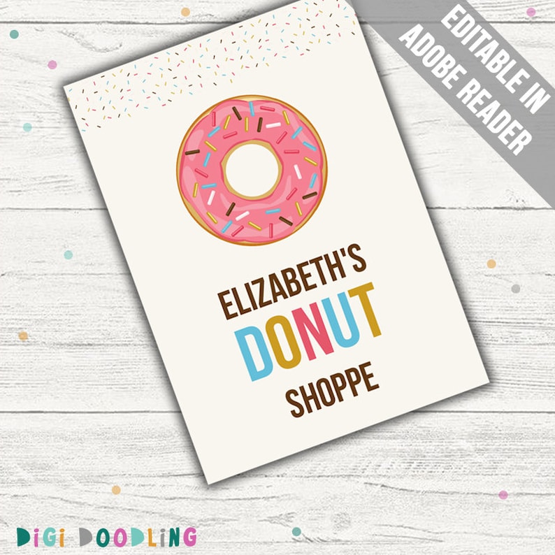 Donut Party Signs editable in Adobe Reader. Printable. - Etsy