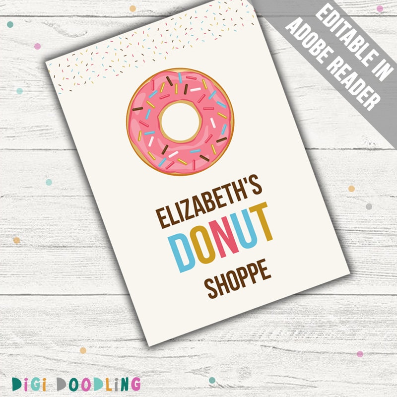 Donut Party Signs editable in Adobe Reader. Printable. - Etsy