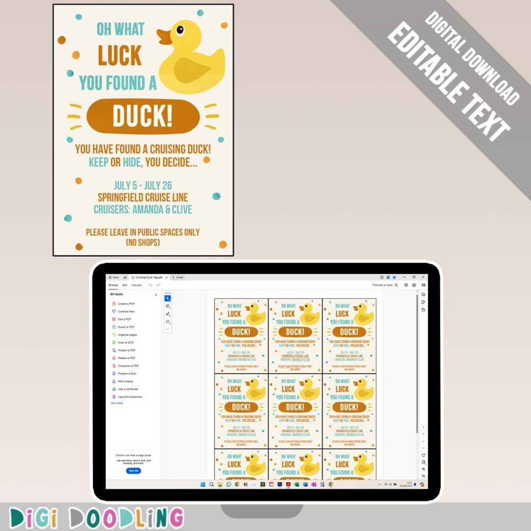 Cruising Duck Tag Template. Printable Cruising Duck Tags. Duck Tags for ...