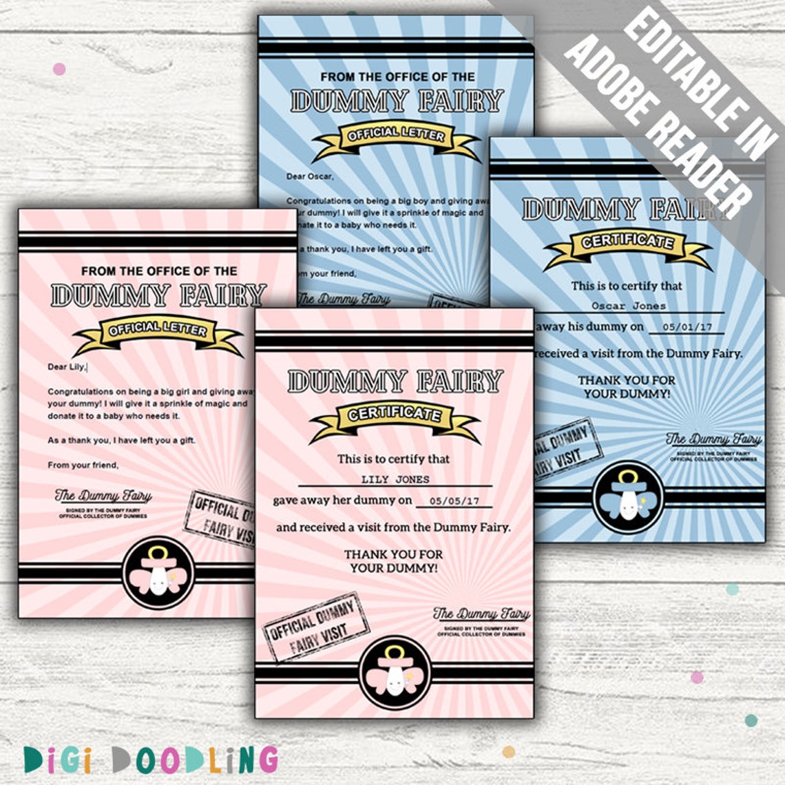 Dummy Fairy Certificate and Letter. Editable. Printable. - Etsy