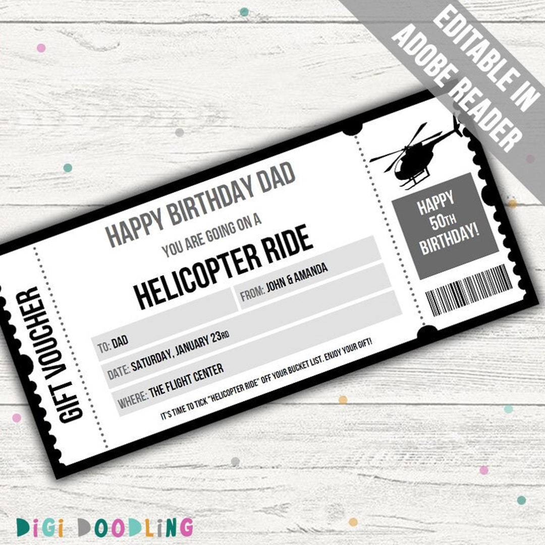 Helicopter Ride Ticket Template. Helicopter Ride Gift Voucher ...