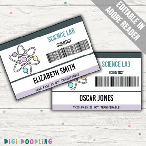 Printable Scientist ID Badge Template: Science Party Costume (digital ...