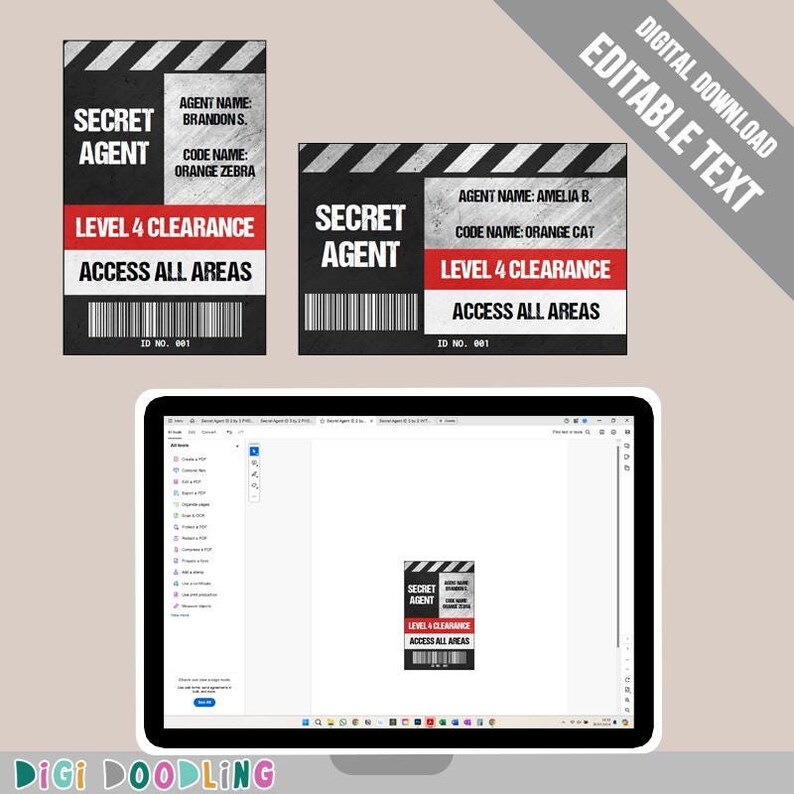 Printable Secret Agent ID Badge Template. Spy Birthday Party. Spy Party ...