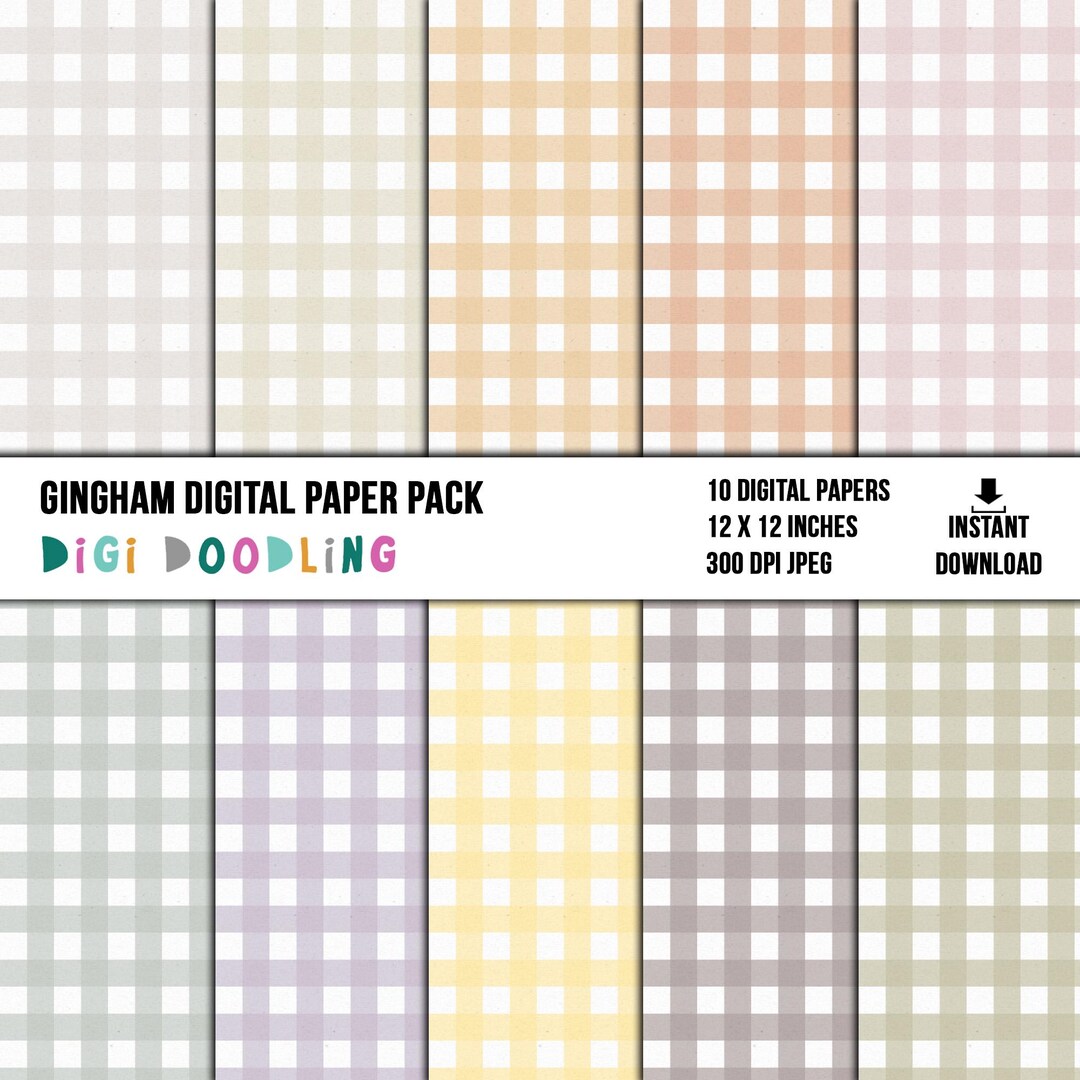 Easter Gingham Digital Paper. Pastel Gingham Digital Paper for Spring ...
