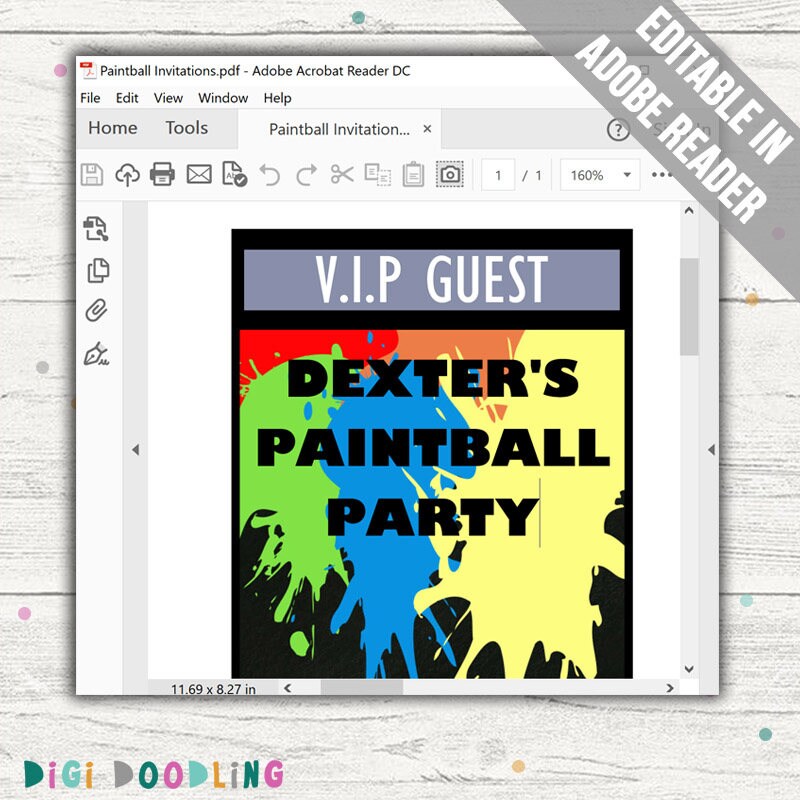 Paintball Invitations. Editable PDF. Printable. Instant | Etsy