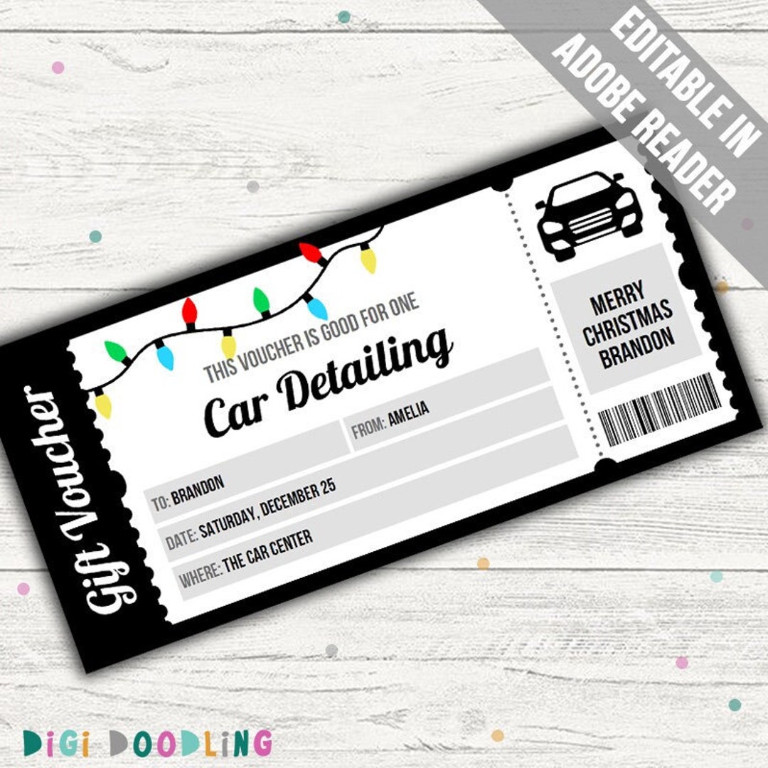 Christmas Car Detailing Gift Certificate Template (printable PDF) - Etsy